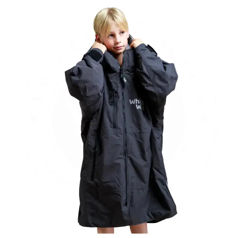 Kids Pool Swimming Robe | Black Unisex Hard Shell Robe – Swimcore